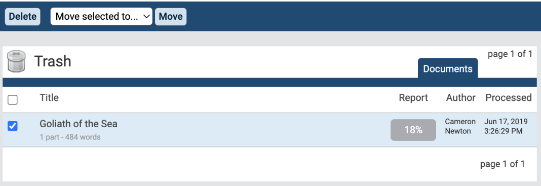 Deleting a document – iThenticate Guides