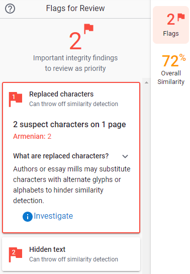 Flags in the classic Similarity Report – iThenticate Guides