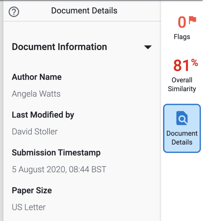 Document details – iThenticate Guides