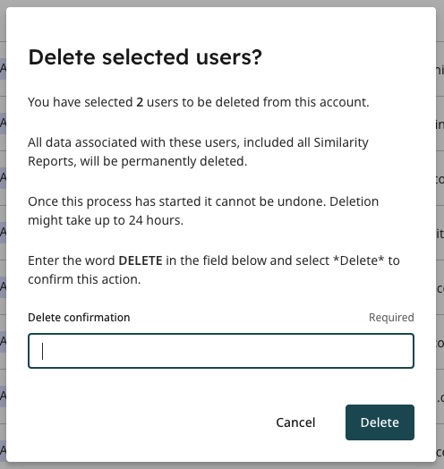 Deleting a user – iThenticate Guides